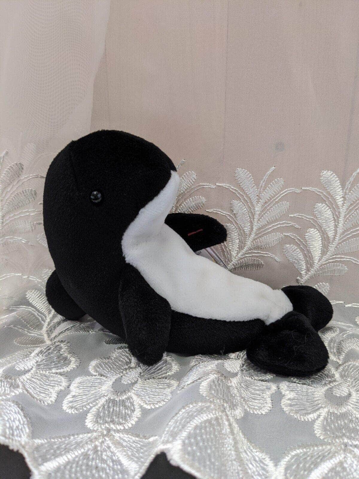 Ty Beanie Baby - Waves the Orca Whale (7in) - Vintage Beanies Canada